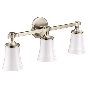 Moen YB0363BN Flara 3-Light Dual-Mount Bath Bathroom Vanity Light Fixture with Frosted Glass, Brushed Nickel