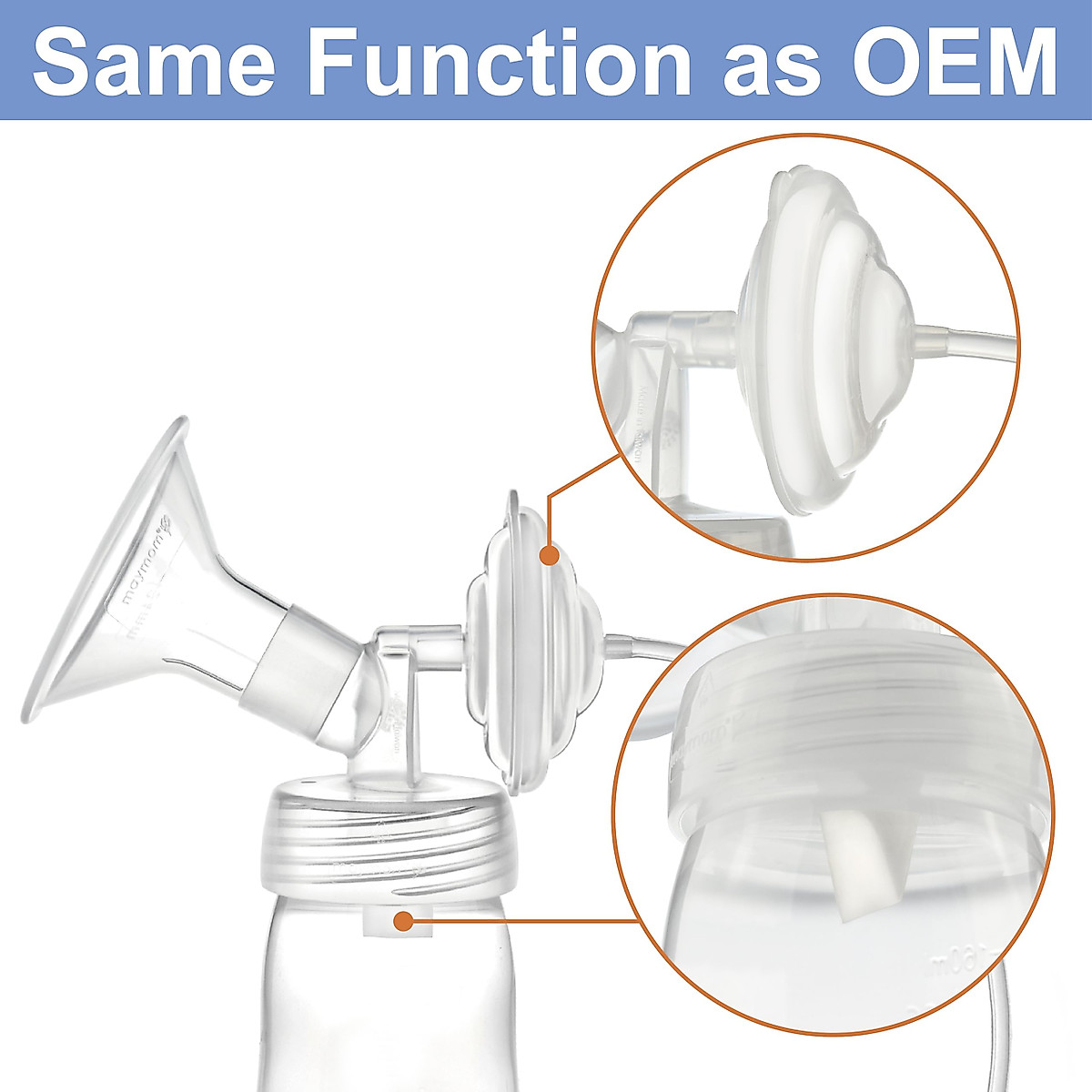 2X 17 mm Maymom Two-Piece Wide Neck Pump Parts Compatible with Spectra S1,Spectra S2 Pumps and 2 Valves; Incl Wide Mouth Flanges; Not Original Spectra Flange; (17mm Flange with Valve)