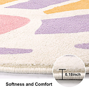 Lukinbox Butterfly Kids Rug for Girls Bedroom, Colorful Washable Nursery Rugs, Soft Kids Area Rug Non Slip Play Mat Carpet for Playroom Kids Room, 4' x 5.3'