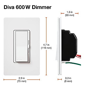 Lutron Lutron DV-603PG-LA Diva 600-Watt 3-Way Eco-Dim Dimmer, Light Almond