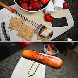 Ajmyonsp Marshmallow Roasting Sticks Smores Stick for Fire Pit - Hot Dog Campfire Skewers Mashmellow Camping 32 Inch Long Extendable Forks 5 Pack