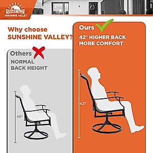 SUNSHINE VALLEY Outdoor Dining Chairs for 2,Swivel Patio Dining Chairs Garden Backyard Lawn Yard Furniture, Steel Frame with Textilene Fabric Rocking Chair.