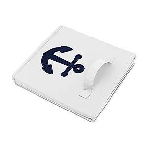 Sweet Jojo Designs Nautical Anchor Boy Girl Small Fabric Toy Bin Storage Box Chest For Baby Nursery Kid Room - Navy Blue White Ocean Sailboat Sea Marine Sailor Gender Neutral Anchors Away Collection