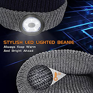 LED Beanie Hat with Lights Men Gifts: Christmas Stocking Stuffers for Men Women Dad Father Grandpa Husband Brother Boyfriend Him Adult Teen - Soft Warm Comfortable Winter Knit Cap Headlamp Lighted Hat