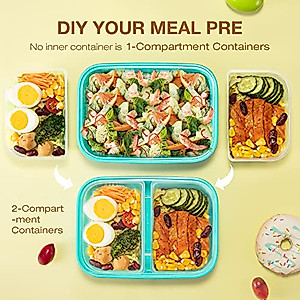 Glotoch Express Food Prep Containers, Double Use as Divided Meal Prep Containers Reusable for Takeouts/Portion Control-Microwave&Freezer&Dishwasher Safe,BPA-Free, Stackable,10 Pack,Green