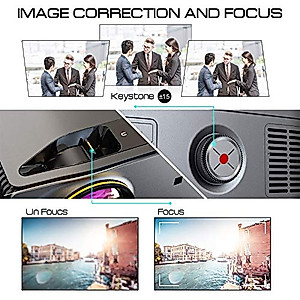 AWJK Projector, Native 1080P Full HD Video Projector Support 4K, 7000 Lumens up to 300" Image Display, Home Cinema Projector Compatible with Smart Phone/Laptop/TV Stick/HDMI VGA USB