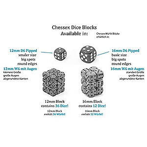 Chessex Dice d6 Sets: Scarab Scarlet with Gold - 12mm Six Sided Die (36) Block of Dice