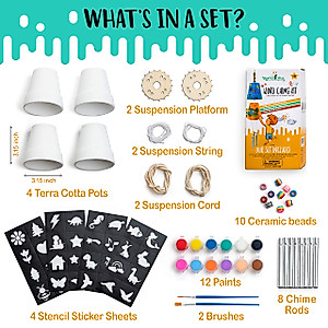 ROMI'S WAY 2-Pack Make Your Own Wind Chime Kit - Larger Bells, Stencils and Beads, Arts and Crafts for Kids Ages 8-12, 6-8 - DIY Craft Kit for Girls & Boys - Unique Art Gifts for Christmas, Birthday