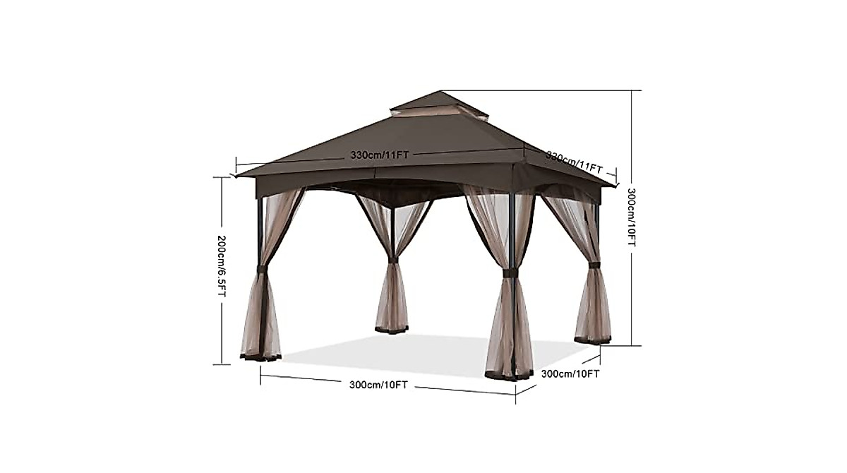MASTERCANOPY 11x11 Tool-Free Patio Gazebo - Easy Setup & Netting
