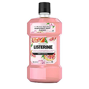 Listerine Zero Alcohol Mouthwash, Limited Edition Grapefruit Rose Flavor, 500 mL(Pack of 2)