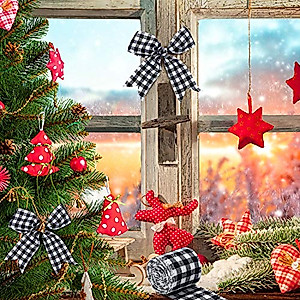 2 Rolls Wired Edge Ribbons Buffalo Plaid Burlap Ribbon Farmhouse DIY Gift Wrapping Crafts for Christmas Bow Wreath Tree Decoration (White Black Plaid, 2.5 Inch Wide, 472 Inch)