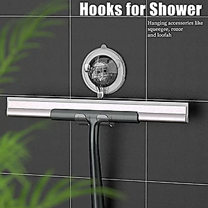 D Razor Holder for Shower Wall Waterproof Suction Cup Hooks, Shower Hooks for Bathrobe Loofah Towel, Shaver Hanger Removable, Heavy Duty Vacuum Hook for Bathroom Kitchen (2 PCS Double Hook)