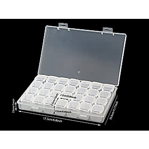JESEP YONG 112 Slots 4 Pack 28 Grids Plastic Organizer Box Clear Beads Storage Container Jewelry Case for Art DIY Crafts , Nail Diamonds ,Jewelry , Painting