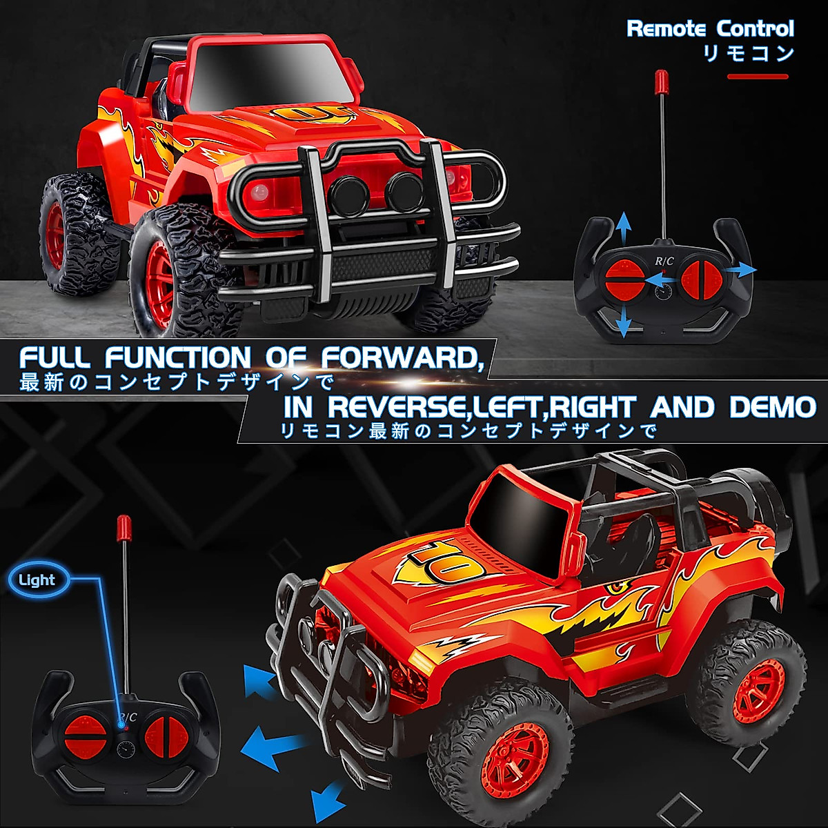 Remote Control Car, 1:20 Scale Off Road Rc Truck Racing Car Toy for Boys 4-7 8-12 Remote Control Truck with Led Headlights Monster Truck Toys Birthday Gift for Kids Ages 3-5, Racing Car Red