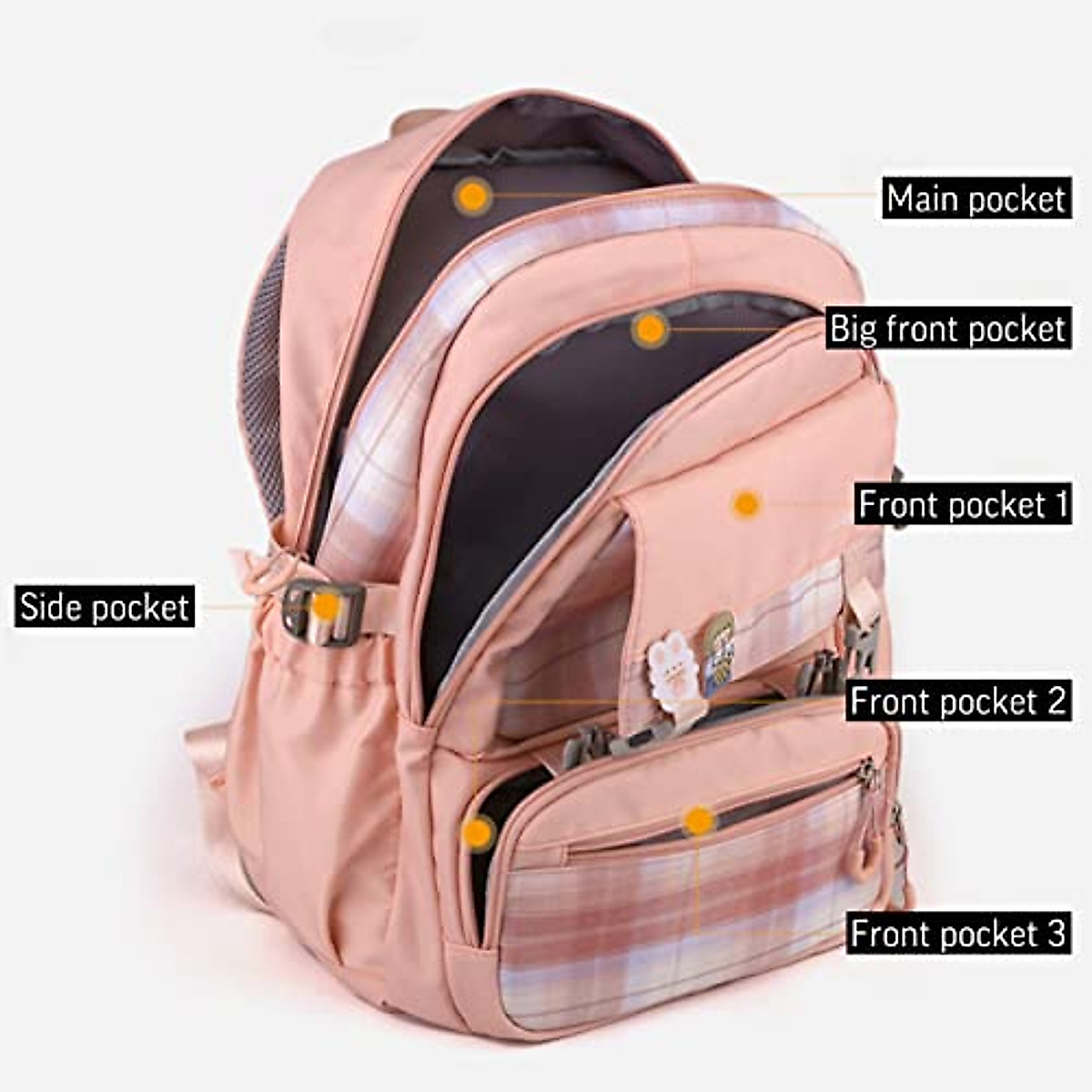 EGEN Large Capacity Kawaii Backpack Back to School Essential Aesthetic Backpack (Black)