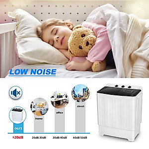 Nictemaw Portable Washing Machine 30Lbs Capacity Washer and Dryer Combo 2 In 1 Compact Twin Tub Laundry Washer (19Lbs) & Spinner (11Lbs) with Built-in Drain Pump, Time Control, for Apartment Dorms RV