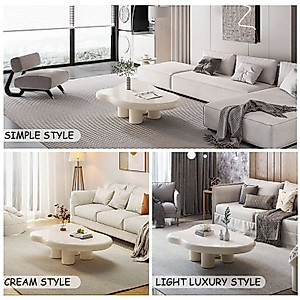 Guyii Cloud Coffee Table, Cute White Modern Tea Table, Irregular Indoor End Table for Living Room, Free Shape with 4 Legs, 41.02 Inches