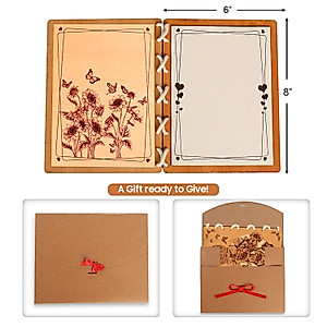 DEPLEE Sunflower Wooden Cards with Unique Design for Birthday or any Occasions, Happy Anniversary cards, Anniversary greeting Cards to Show Appreciation for Mothers, Eco Friendly| 6x8 in