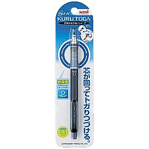 uni Kurutoga Mechanical Pencil Standard, 0.3mm, Black (M34501P.24)