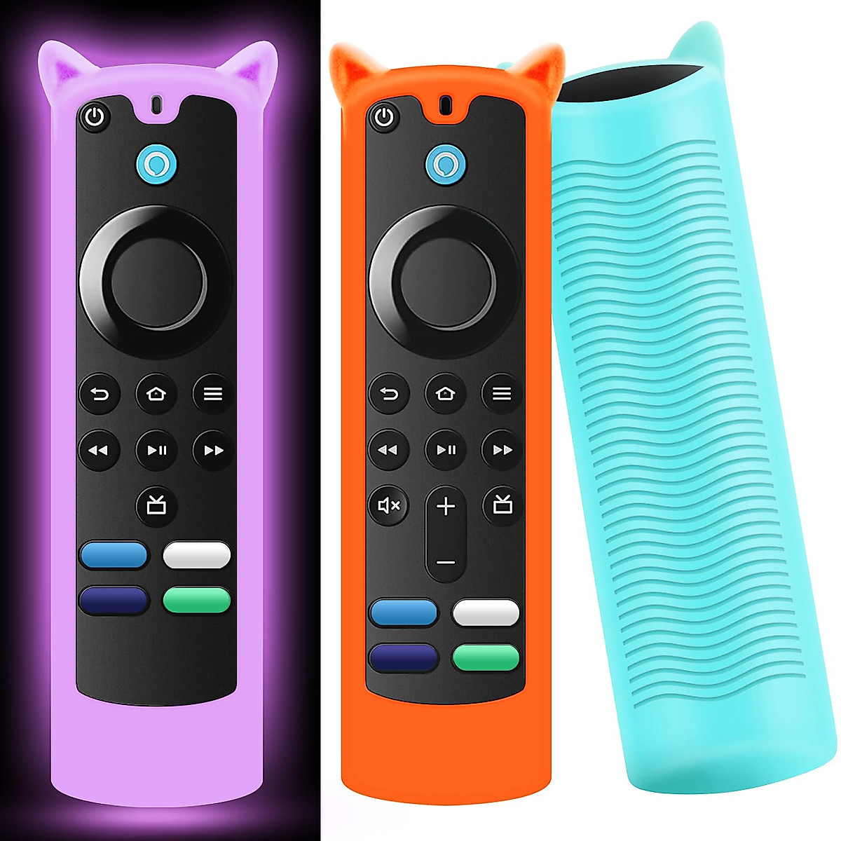 Wevove [3 Pack] Silicone Remote 3rd gen Cover with Lanyard, Anti-Slip Soft Silicone Protective Controller Case (Only Purple Glow in The Dark)