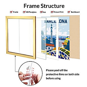 LaVie Home 11x14 Picture Frames (2 Pack, Gold), Simple Designed Wood Frame Set for Pictures 11x14, Horizontal and Vertical Formats for Wall Mounting,