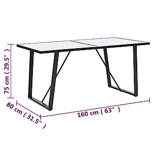 WHOPBXGAD Dining Table,Kitchen Tables, Dining Room counters Suitable for Kitchen, Dining Room, Living Room,White 63"x31.5"x29.5" Tempered Glass