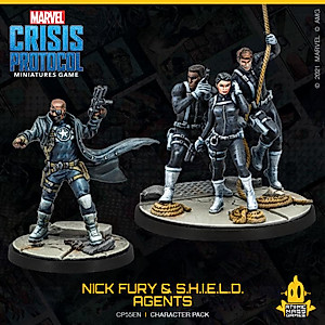 Atomic Mass Games Marvel: Crisis Protocol Nick Fury & S.H.I.E.L.D. Agents Character Pack - Unleash Strategic Brilliance! Tabletop Superhero Game, Ages 14+, 2 Players, 90 Minute Playtime, Made
