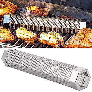 Fuerdich Smoker Tube,304 Stainless Steel BBQ Smoke Generator Portable Stability Barbecue Grill Tools for Outdoor Party Accessory