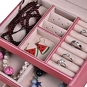 ZZYINH AN207 PU Leather Jewelry Watch Storage Box Watch Bracelet Earring Ear Stud Ring Necklace Holder Organizer Case Holder for Jeweler Small Jewelry