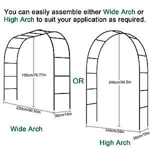 Wedding Arch Garden Arch Trellis Metal Garden Arch Garden Arbor Archway with Iron Wires for Indoor Outdoor Garden Patio Trellis Climbing Plant Garden Various Bridal Party Decoration (Black)