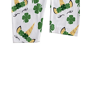 Kids Toddler Baby Girl St Patrick 's Day Clothes Set Clover Unicorn Sweatshirt T-Shirt Tops with Pants 2Pcs Spring Outfit (Unicorn and Clover, 4-5 Years) …