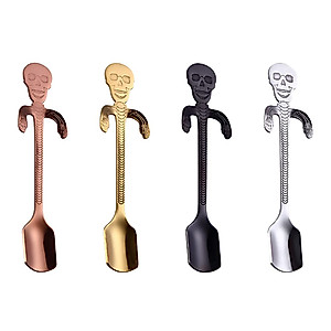 1 set Skull Shape Spoons Tea Espresso Stirring Spoons Creative Tableware Home Dessert Halloween Parties