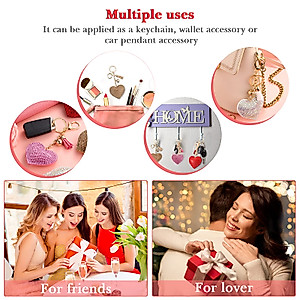 Bling Rhinestone Heart Shape Keychains Glitter Crystal Heart Tassel Keychains Key Rings for Women Girls (Mixed Color, 10)