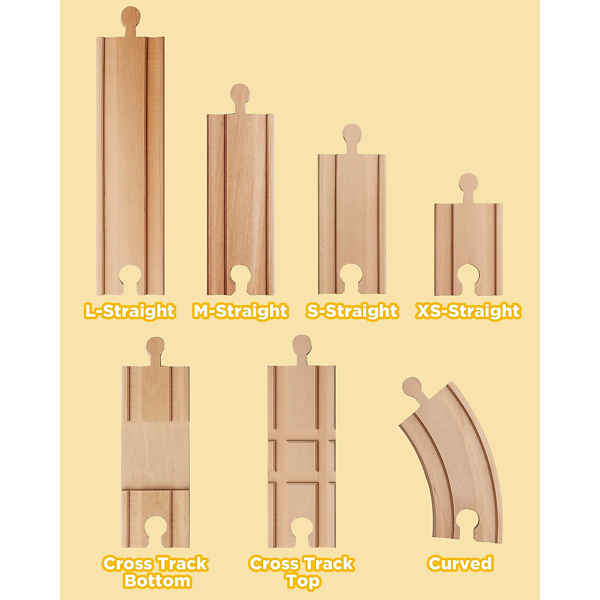 SainSmart Jr. Wooden Train Track 24pcs, Track Expansion Compatible with All Major Brands Toddler Railway Toy Train Set Boys Train Set 3+