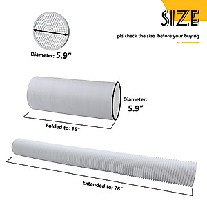 BJADE'S Air Conditioner Hose,Portable Air Conditioner Exhaust Hose 5.9" Diameter - 78" Long,Anti-Clockwise Compatible with Delonghi,Haier,LG and More