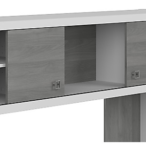 Bush Business Furniture Echo L Shaped Computer Desk with Hutch, 72W, Pure White and Shiplap Gray