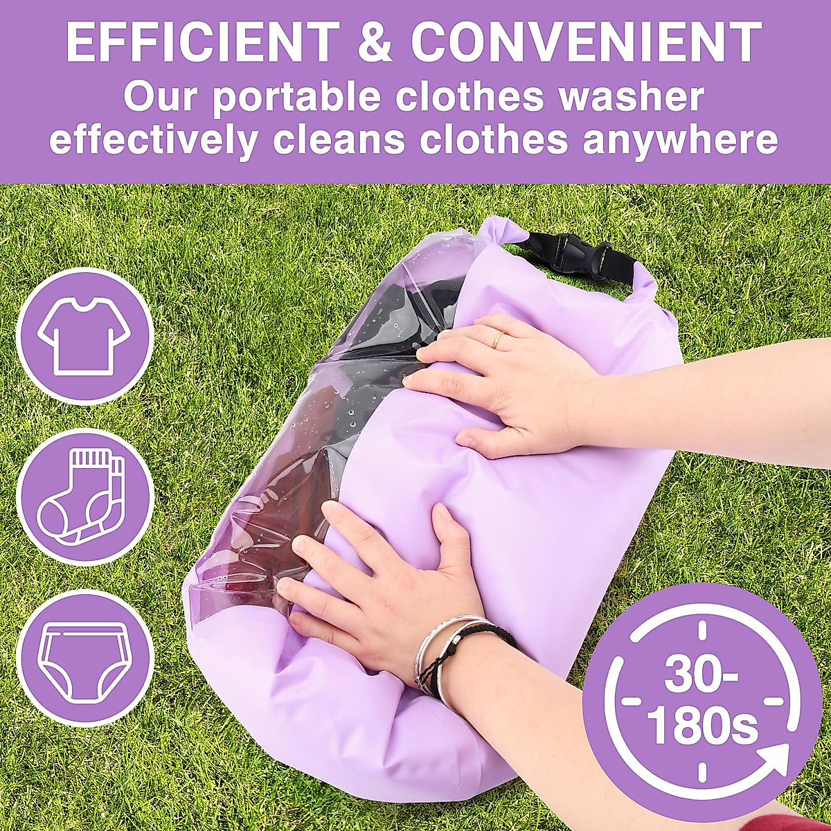 Travel Washing Machine & Retractable Clothesline - Hand Washing Machine & Portable Clothes Washer - Durable Travel Laundry Wash Bag & Camping Washing Machine - Portable Manual Clothes Washer