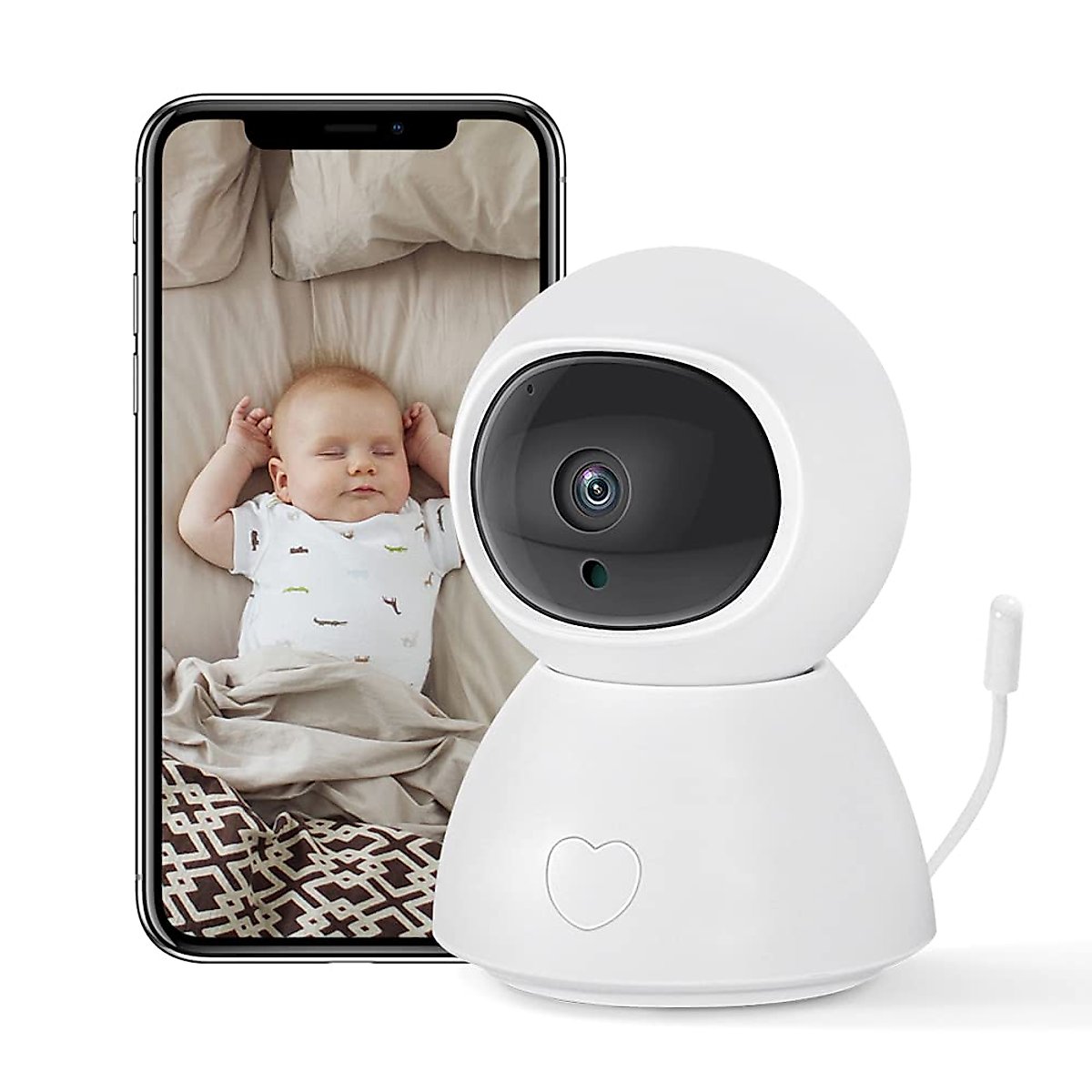 EVERSECU WiFi Baby Monitor Pet Camera Support Temperature Detecting, Sound Detecting and 6 lullabies, 2 Way Audio, Night Vision, Tuya Smartphone app for remoteview