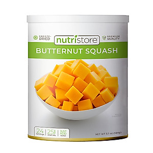 Nutristore Freeze Dried Butternut Squash | Vegetables for Healthy Snack or Long Term Storage | Emergency Survival Canned Food Supply | Bulk #10 Can Veggies | 25 Year Shelf Life | 24 Servings