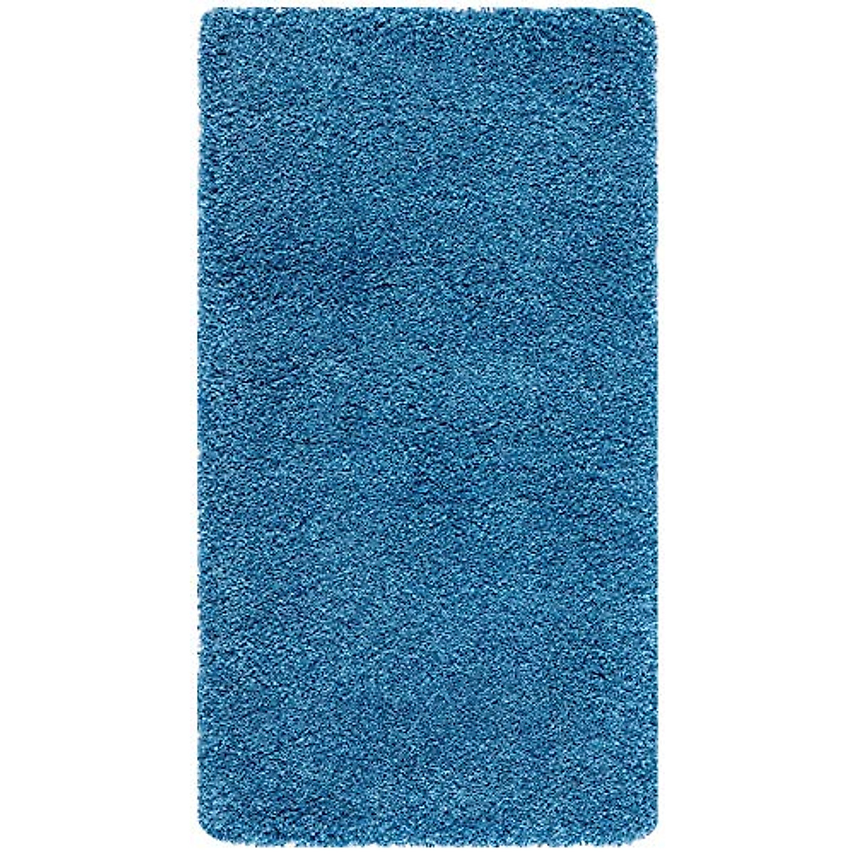 SAFAVIEH Evolution Shag Collection 4' x 6' Blue EVO520M Solid Non-Shedding Living Room Bedroom Dining Room Entryway Plush 1.8-inch Thick Area Rug