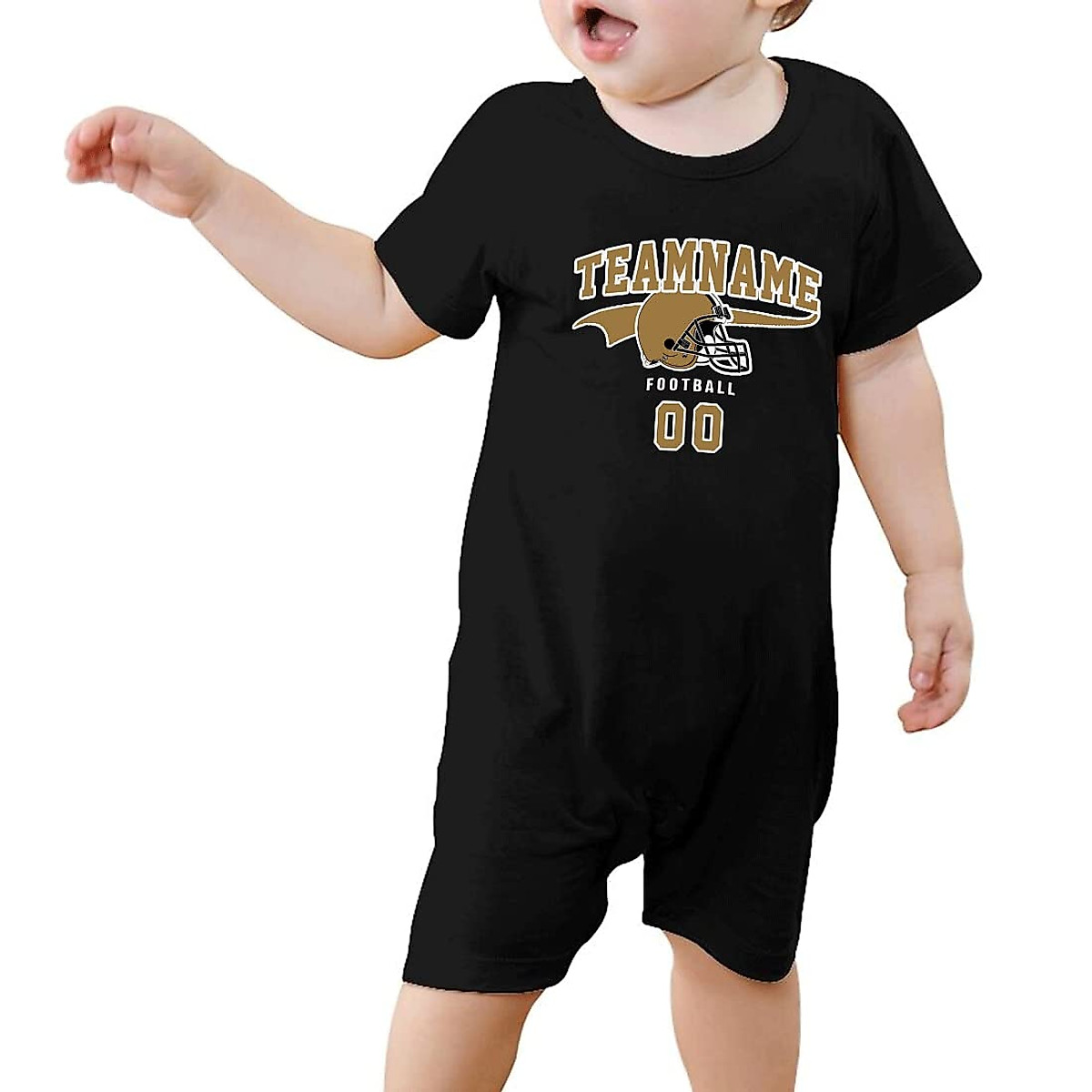 BABYWEN Baby Bodysuit Custom Gold/White Football Outfit Make Your Baby Name&Number Football Clothes Gifts