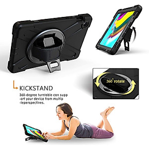 ZenRich Galaxy Tab S5e Case 2019, zenrich SM-T720/T725/T727 Heavy Duty Shockproof Rugged Case with Rotatable Stand Hand Strap and Shoulder Belt for Samsung Galaxy Tab S5e 10.5 inch 2019 Tablet-Black
