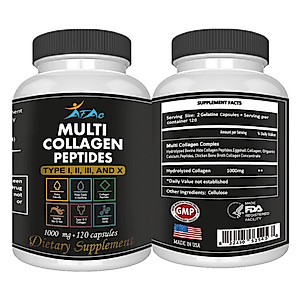 Vitamisan 2-Pack Multi Collagen Plus Pills (Type I, II, III, X) for Anti-Aging, Hair, Skin, Nails and Joint Support, 80 Day Supply 240 Capsules