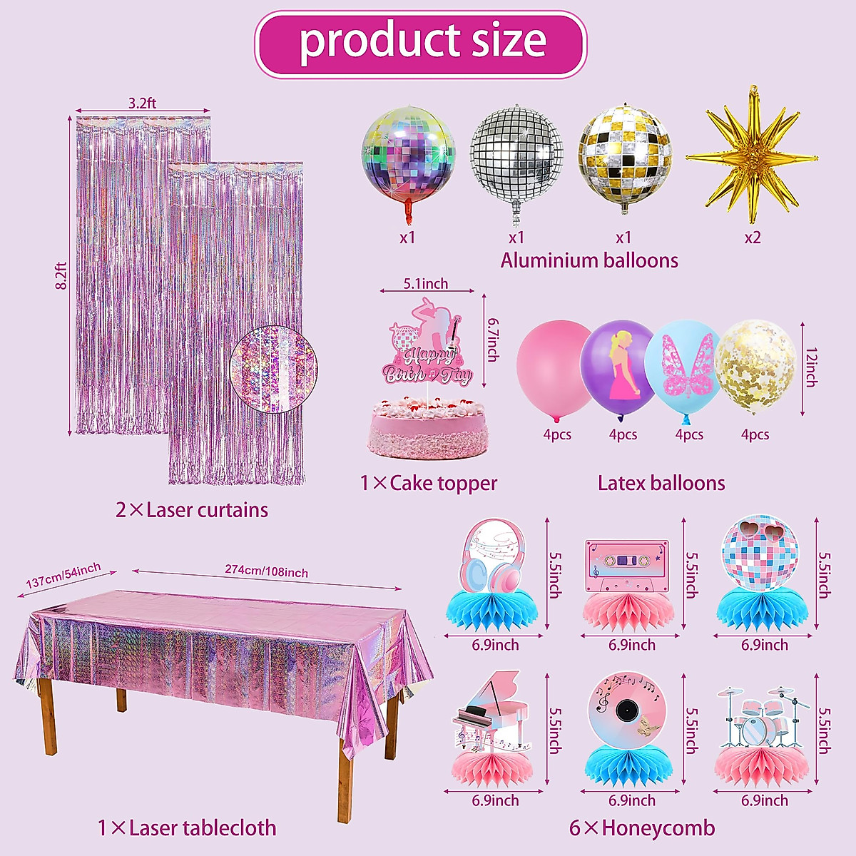 Holkcog Pink Its Me Hi Im The Birthday Girl Its Me Banner Music Star Party Decorations Singer Banner Fan Birthday Party Decoration Singer Cake Topper Pink Blue Balloons Honeycomb Centerpieces（31pcs）