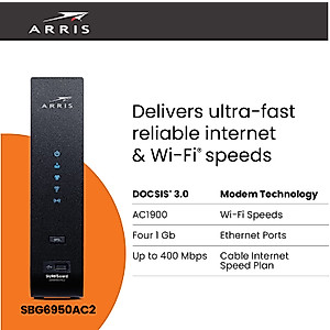 ARRIS Surfboard SBG7400AC2-RB DOCSIS 3.0 Cable Modem & AC2350 Wi-Fi Router , Approved for Comcast Xfinity, Cox, Charter Spectrum & more , Four 1 Gbps Ports , 800 Mbps Max Internet Speeds,- REFURBISHED
