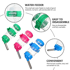 POPETPOP 3 Pcs Hamsters Water Bottle - 2.7 oz Automatic No Drip Hanging Drinking Dispenser, Small Animals Water Feeder Drinking Fountain for Guinea Pig Squirrel Rabbit Dwarf Gerbil Chinchilla