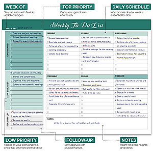 Weekly To Do List Notepad with 52 Tear Off Sheets（8.5"×11"）- Undated Weekly Desk Planner for Women & Man,Work and Home-Greenery Sway