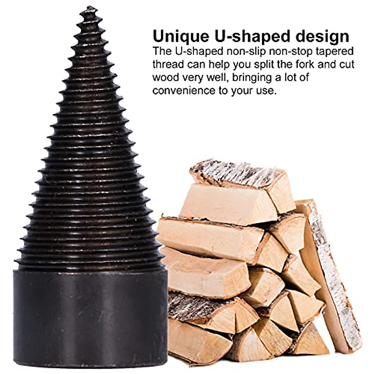 42mm Log Splitter Drill Bit, High‑Speed Wood Splitting Drill, Chopping Tool Steel for Electric Hammer Impact Drill(Hex Shank)