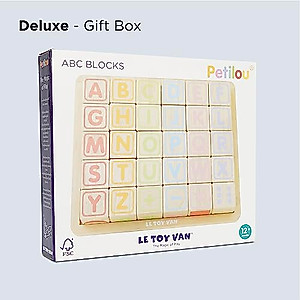 Le Toy Van - Petilou Wooden Educational ABC Wooden Blocks | Educational Wood Toys for Toddlers and Babies | Suitable for A Boy Or Girl 1 Year Old +