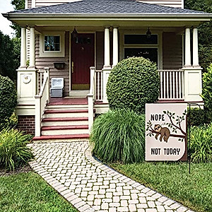 Nope Not Today Garden FLag, Cute Sleepy Sloth Funny Sayings Novelty Humorous Decorative Sign for Outdoor 12.5x18.5 Inch